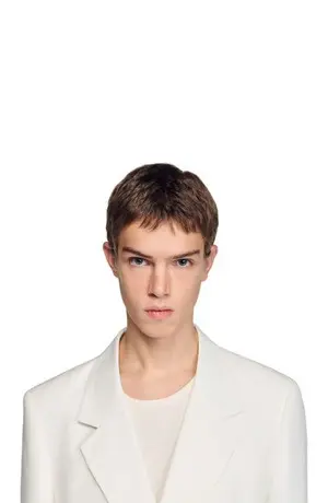 Sandro Double-breasted Linen Suit Jacket