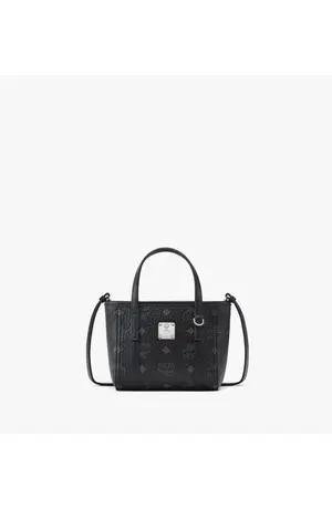 Mcm Toni Shopper In Visetos Monogram Canvas - Black