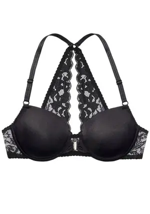 LASCANA Front Clasp T-shirt Bra - Black
