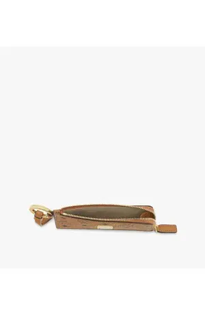 Mcm Aren Card Pouch In Visetos - Cognac