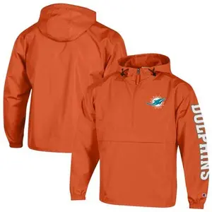 Champion Miami Dolphins Packable Hooded Windbreaker Jacket