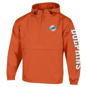 Champion Miami Dolphins Packable Hooded Windbreaker Jacket