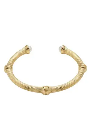 Argento Vivo Faux Pearl Bamboo Cuff Bracelet