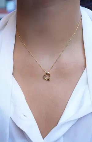 Argento Vivo 18k Plated Open Heart Pendant Necklace