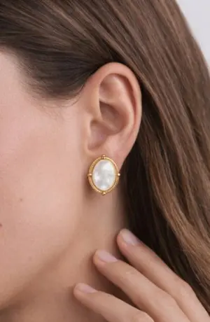 Argento Vivo Mother-of-pearl Shield Earrings