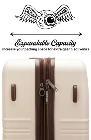 VON DUTCH Retro Trek Expandable Hardside Spinner Luggage Set - Ivory