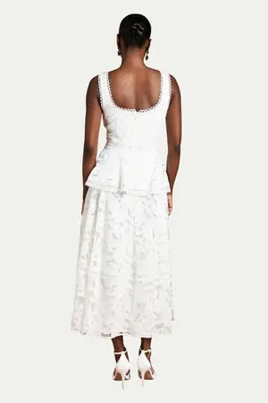Coast Peplum Hem Button Down Lace Midi Dress