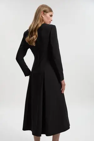 Karen Millen Sweetheart Neck Stretch Midi Dress - Black