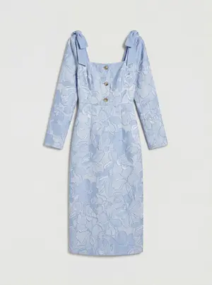 Coast Jacquard Button Detail Pencil Dress - Blue
