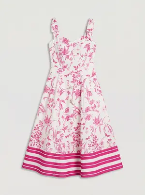 Coast Panelled Fit And Flare Midi Dress With Bow Straps