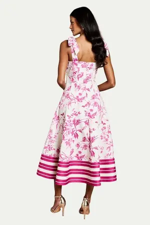 Coast Panelled Fit And Flare Midi Dress With Bow Straps