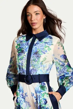 Coast Long Sleeve Placement Print Jumpsuit