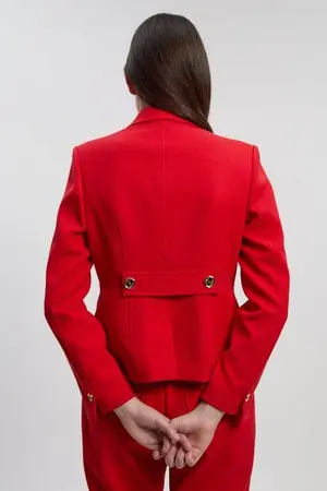 Karen Millen Textured Compact Stretch Tailored Jacket - Red
