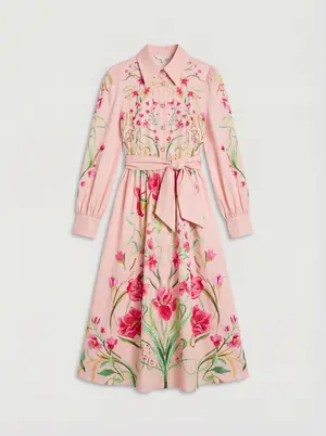 Coast Border Print Organza Shirt Dress - Blush