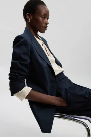 Karen Millen Tailored Linen Single Breasted Blazer
