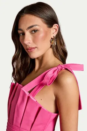 Coast Bow Shoulder Peplum Midi Dress