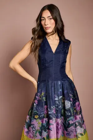Coast Burnout Organza Drop Waist Midi Dress