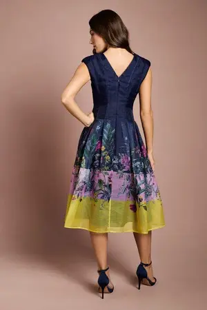 Coast Burnout Organza Drop Waist Midi Dress