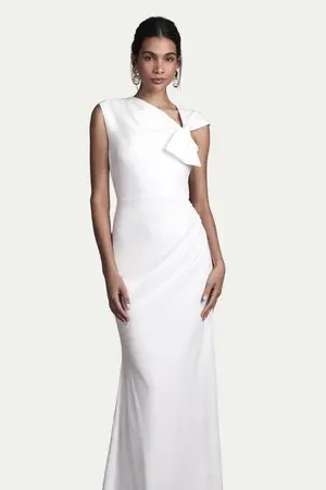 Coast Bow Detail Crepe Wedding Dress - Ivory