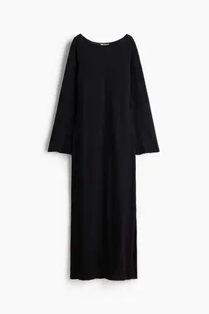 H&m Fine-knit Boat-neck Dress - Black