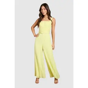 Coast Seam Detail Pleated Wide Leg Jumpsuit - Lemon