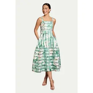 Coast Burnout Organza Midi Dress - Sage