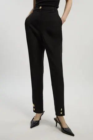 Karen Millen Petite Military Straight Leg Trousers - Black