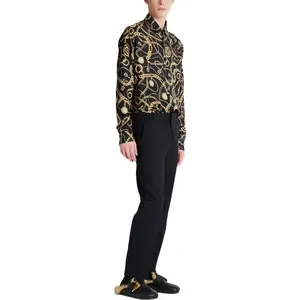 Balmain Tailored Wool Trousers With Embroidered Logo - Black