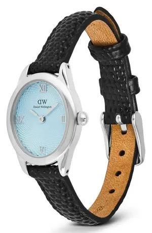 DANIEL WELLINGTON Ophelia Mini Leather Strap Watch - Silverone/blue/black