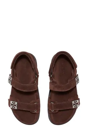 Tory Burch Suede Sport Sandals With Lug Sole - Dark Cocoa/perfect Black