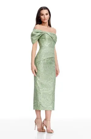 Dress The Population Cyprus Metallic Floral Jacquard Sheath Dress