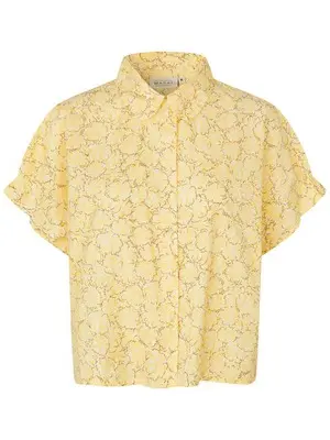 MASAI COPENHAGEN Floral Print Cotton Shirt With Ruffle Cuffs