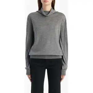 Khaite Annette Merino Wool Blend Funnel Neck Sweater - Sterling
