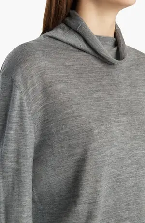 Khaite Annette Merino Wool Blend Funnel Neck Sweater - Sterling