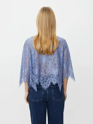 MASAI COPENHAGEN Mabeldora Lace Top With Scalloped Edges And 3/4 Sleeves