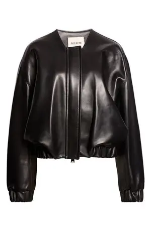 Khaite Cordan Lambskin Leather Bomber Jacket - Black