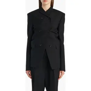 Khaite Rolo Double Breasted Wool And Silk Jacket - Black