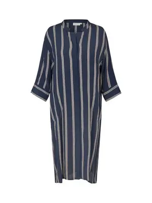 MASAI COPENHAGEN Striped V-neck Midi Dress