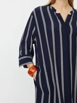 MASAI COPENHAGEN Striped V-neck Midi Dress