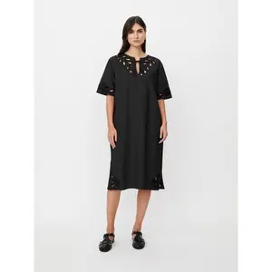 MASAI COPENHAGEN Manoretta Cutwork Detail Midi Dress - Black