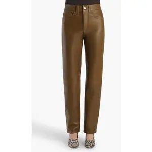 Khaite Callum Tapered Lambskin Leather Pants - Dark Olive