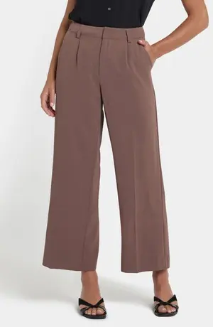 NYDJ Crepe Ankle Wide Leg Pants - Deep Taupe
