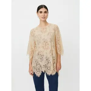 MASAI COPENHAGEN Magaldora Lace Tunic Top - Fog