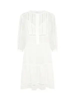 Gerard Darel Pintuck Tiered Midi Lace Dress