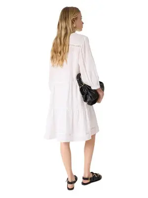 Gerard Darel Pintuck Tiered Midi Lace Dress