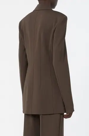 Sportmax Palo Long Stretch Jacket With Notched Lapels And Padded Shoulders