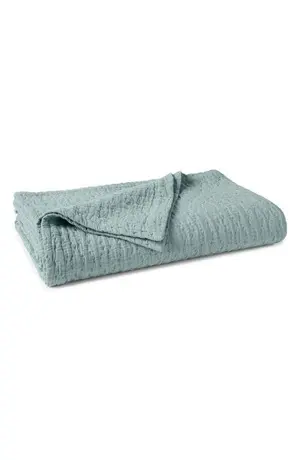 COYUCHI Pescadero Organic Cotton Matelassé Blanket - Tidal