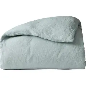 COYUCHI Relaxed Organic Linen Duvet Cover - Pacific Blue Chambray