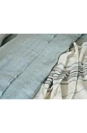 COYUCHI Relaxed Organic Linen Duvet Cover - Pacific Blue Chambray