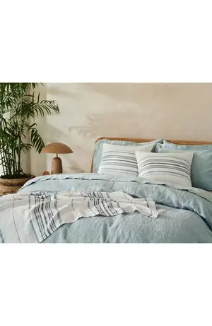 COYUCHI Relaxed Organic Linen Duvet Cover - Pacific Blue Chambray
